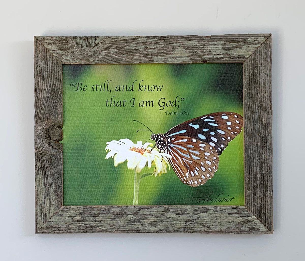Be Still Butterfly - Canvas Framed in Barn Wood – Subtle Verse